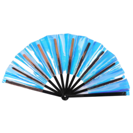 Extra Large Cracking Fan In Holographic Turquoise